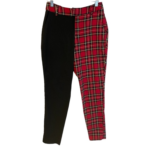Hot Topic | Pants & Jumpsuits | Hot Topic Red Tartan Plaid Black Split ...